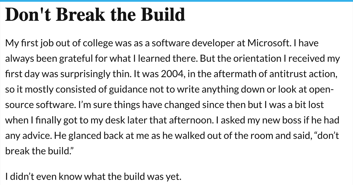 Don't Break the Build