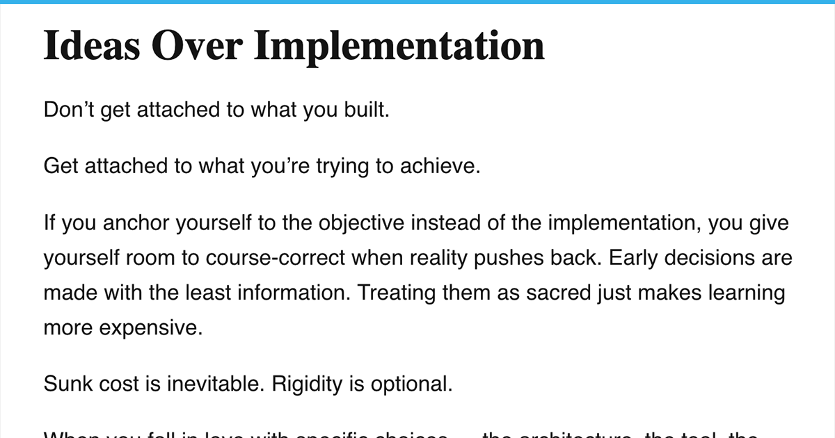Ideas Over Implementation